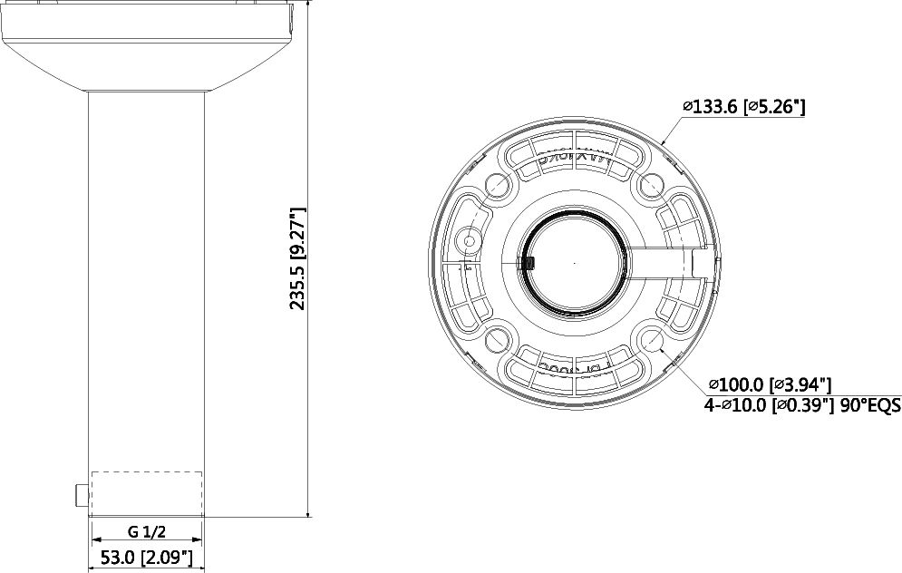 Dahua 大華監視器 周邊產品 PFB300C 快速球垂吊支架 - 聯順聯網股份有限公司